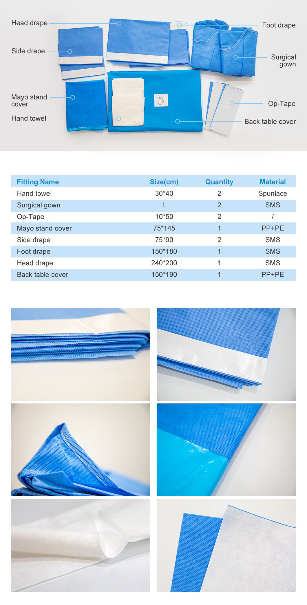 General Surgery Disposable Medical Surgical Universal Kits Drape ...