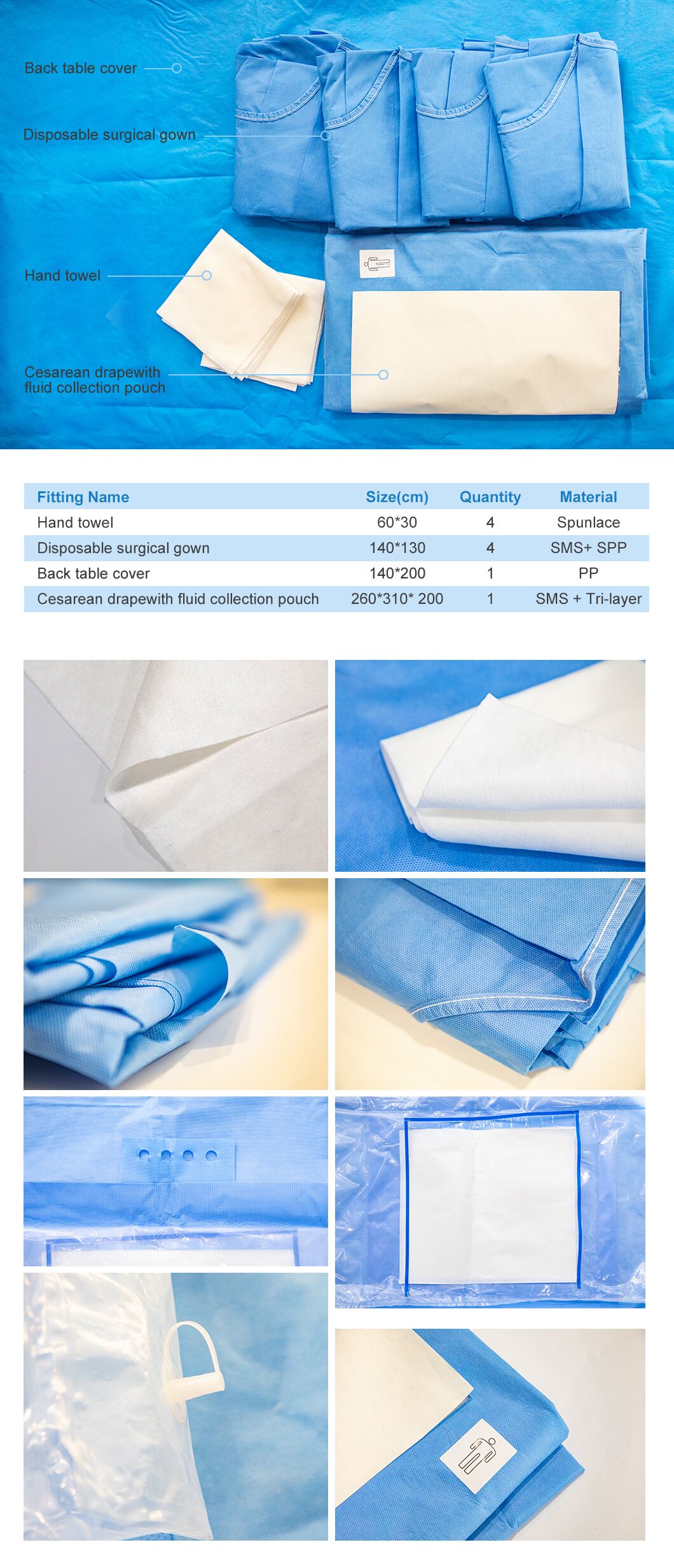 Medical Disposable Sterile Surgical C-Section Set Pack Baby Birth ...